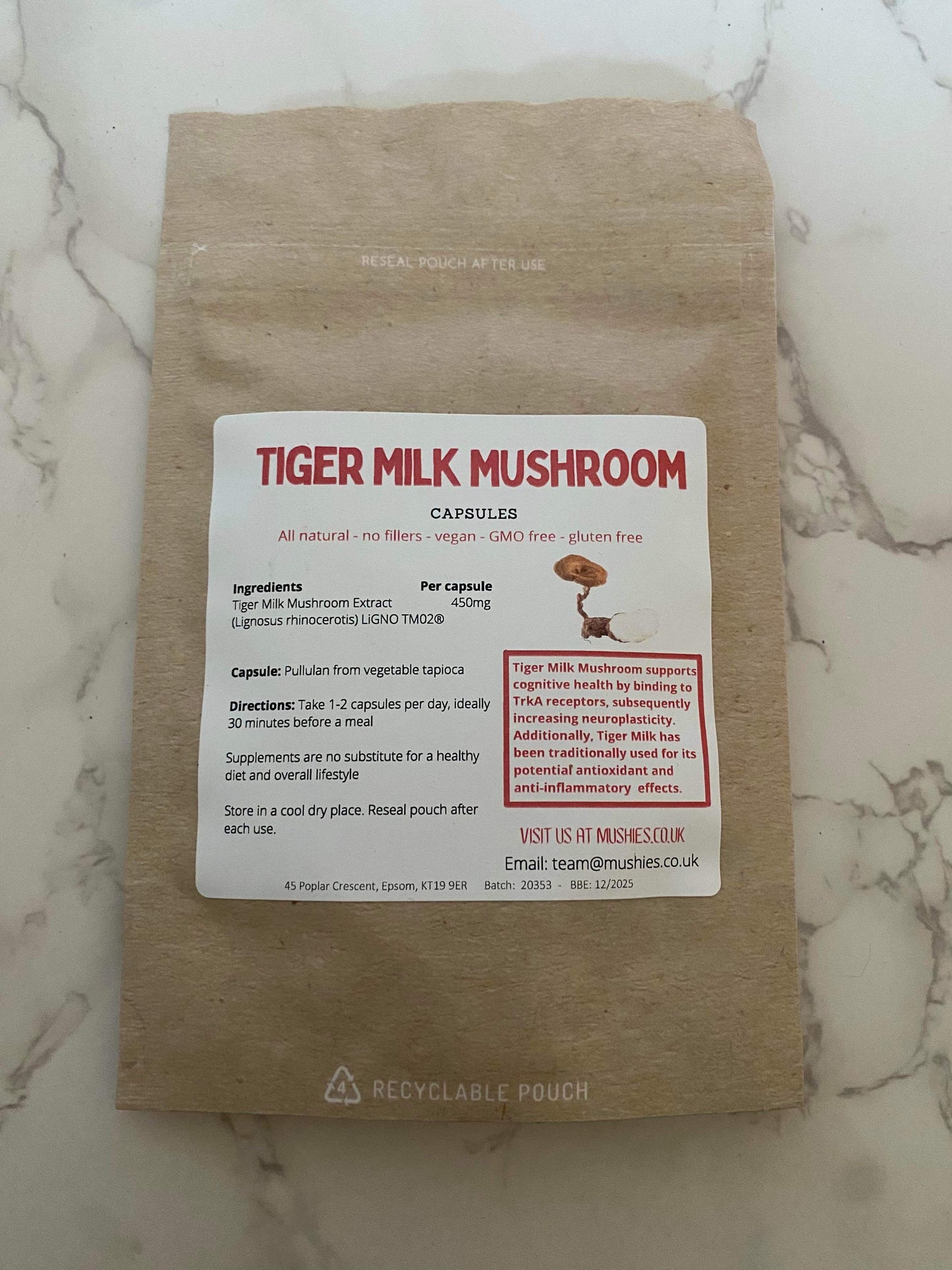 Tiger Milk Mushroom Capsules from Mushies - FungiHub.eu